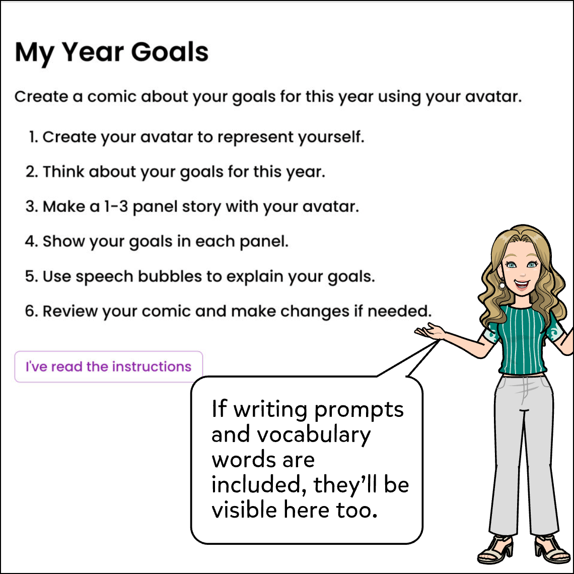 How To Create a Comic for an Activity as a Student